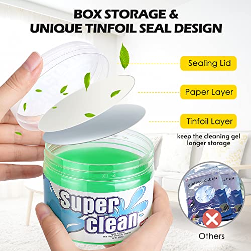 Simpower Car Cleaning Gel Putty: 2022 est Universal Detailing 3 Pack Reusable Keyboard Cleaner Unique Tinfoil Layer Design Putty for Interior Dash Printers Calculators 600G, Blue, Green, Yellow