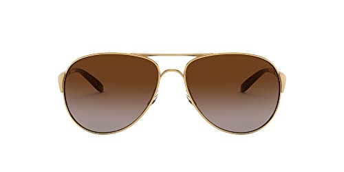 Oakley Women's OO4054 Caveat Aviator Sunglasses, Polished Gold/Dark Brown Gradient, 60 mm