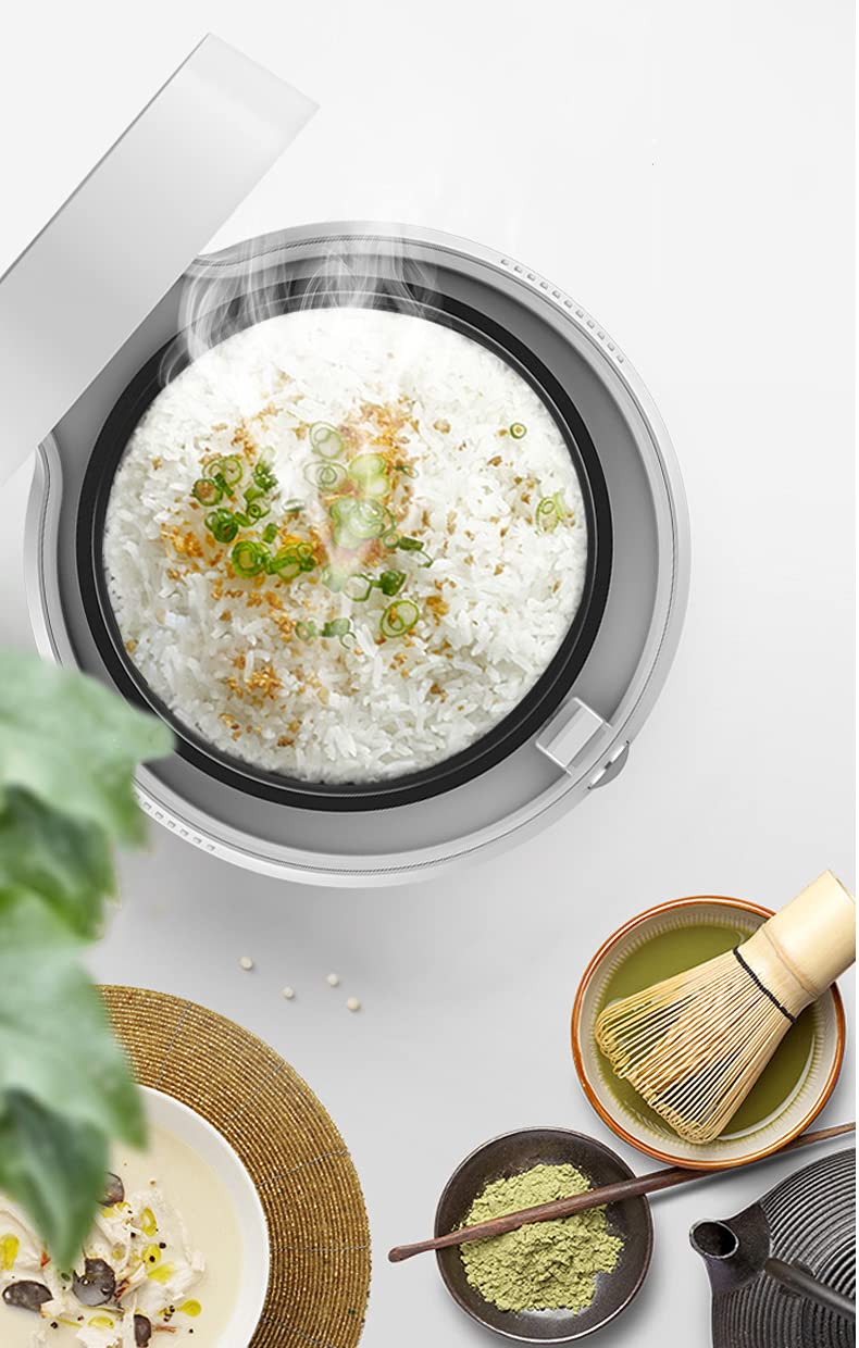 GUANGZHIAN 1.0 L Rice Cooker, Medium Size Cooker for 3-5 People, Multi Food Steamer, 24 Hours Preset, Portable Electric Rice Cooker 4 Cups (Uncooked), White