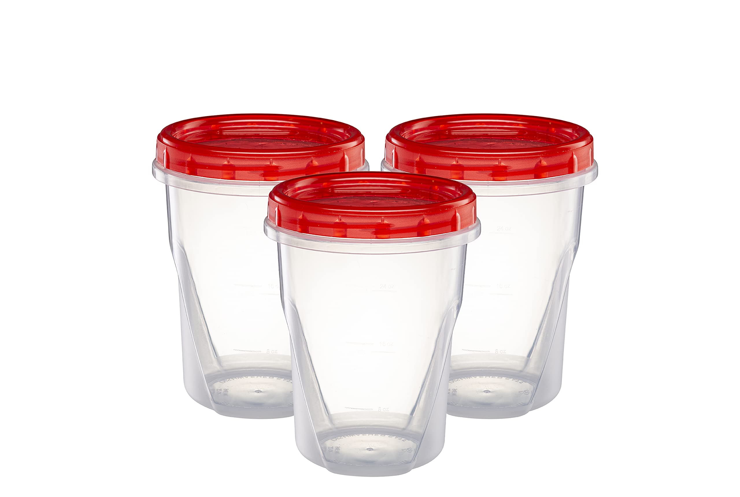 Elegant Disposables (32 Ounce 10 Pack) Twist cap Containers Clear Bottom With Red Top Screw on Lids Twist Top Food Storage Freezer Containers
