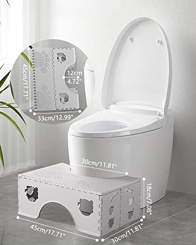 Foldable Toilet Potty Stool for Adults, 7" Healthy Squatting Posture Toilet Poop Stool, Bathroom Anti-Slip Toilet Assistance Step Stool, Fold Design Christmas Decor Portable Travel Poop Stool.(Grey)