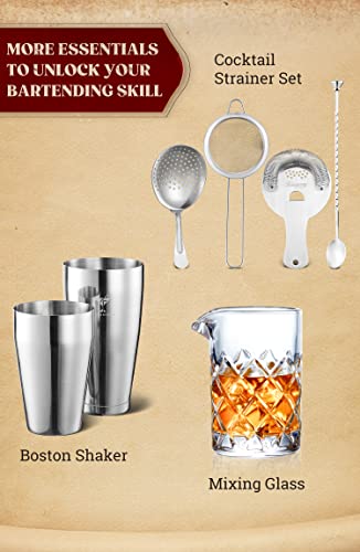 KITESSENSU Cocktail Strainer Set, 4 Pcs 18/8 Stainless Steel Bar Tools with Stirring Spoon- Hawthorne Strainer, Julep Strainer, Fine Mesh Strainer