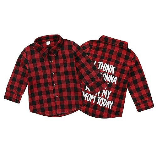 MERSARIPHY Toddler Baby Plaid Jacket Baby Boy Girl Button Down Shirt Tops Fall Winter Coat for Kid (Red Plaid, 6-12Months)