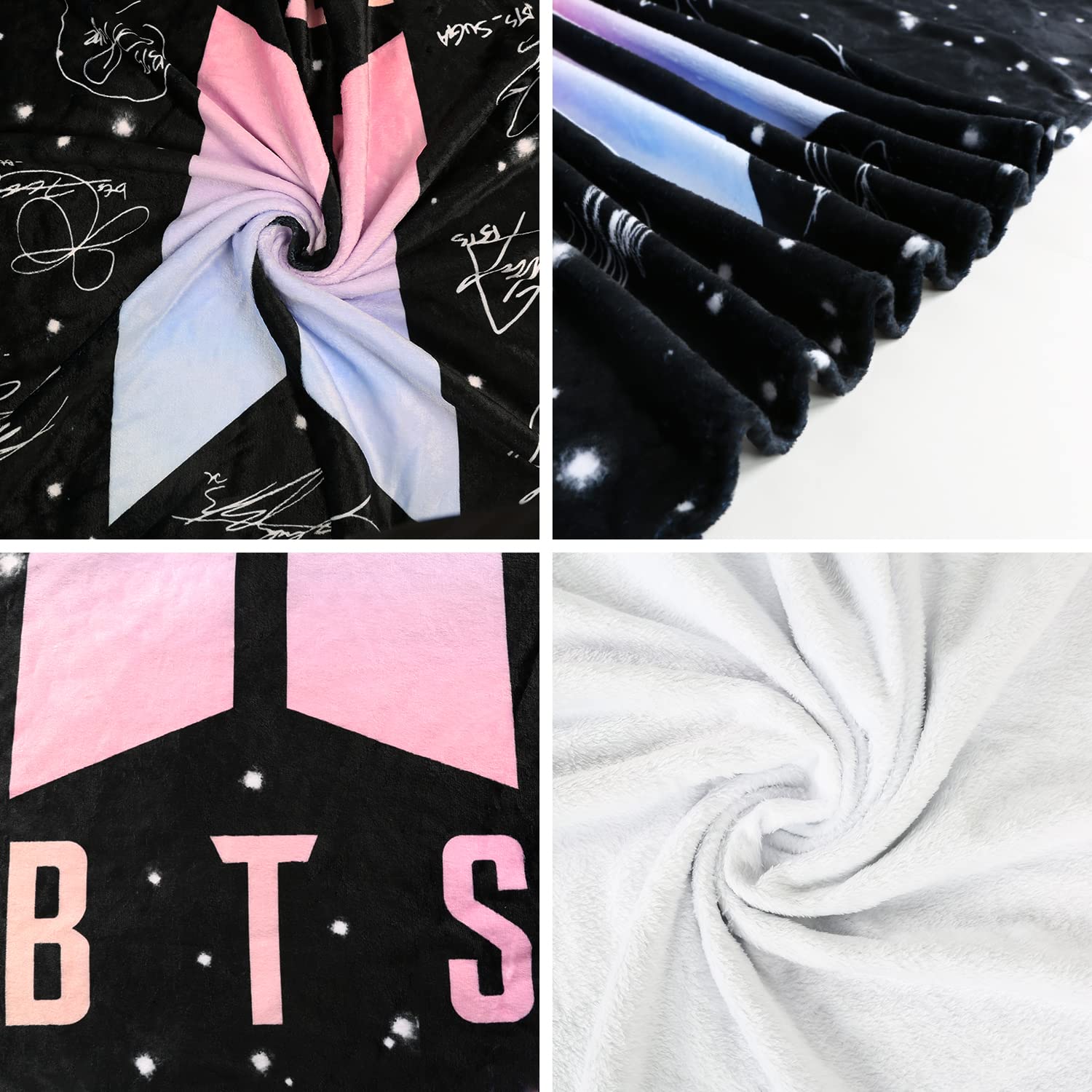 Kpop Blankets Bangtan - Soft Blanket Ultra Cozy Plush Warm Lightweight Hypoallergenic Black Throw Gifts Merchandise Anti-pilling Flannel 50x60 in