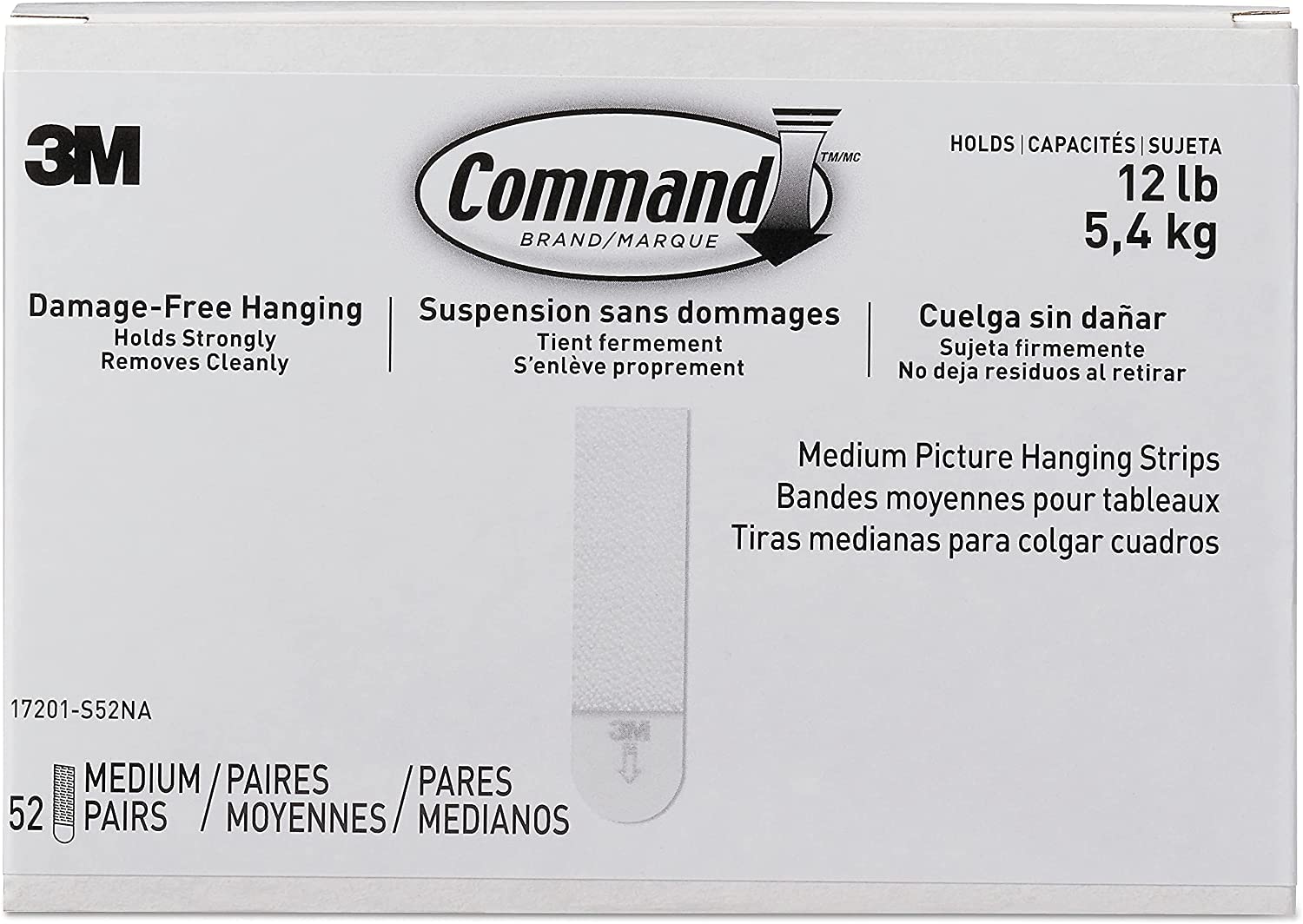 Command Medium Picture Hanging Strips, 52 Pairs, 4 Pairs Hold 12 lbs, Decorate Damage-Free