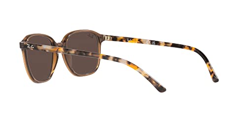 Ray-Ban RB2193F Leonard Low Bridge Fit Square Sunglasses, Transparent Brown/Light Brown Mirrored Gold, 55 mm