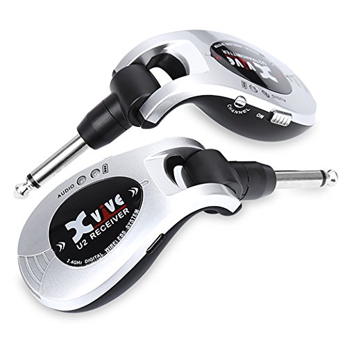Xvive U2 rechargeable 2.4GHZ Wireless Guitar System - Digital Guitar Transmitter Receiver (Sliver)