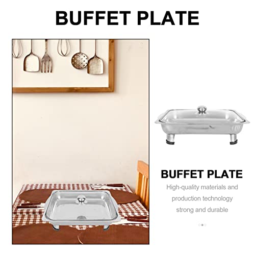 Metal Tray Chafing Dish Buffet Set: Buffet Pan Stainless Steel Food Warmer Trays Food Pan Buffet Server with Glass Lid Cover for Wedding Birthday Party Appetizer Serving Tray