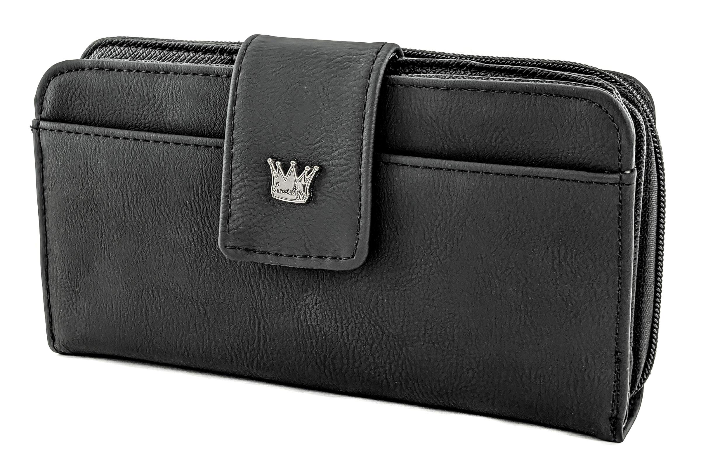 Purse King The Essence Everyday Essential Wallet, Womens Wallet, Womens Clutch, Faux Leather Wallet, Leather Clutch, RFID Blocking Wallet, Organizer (Black)