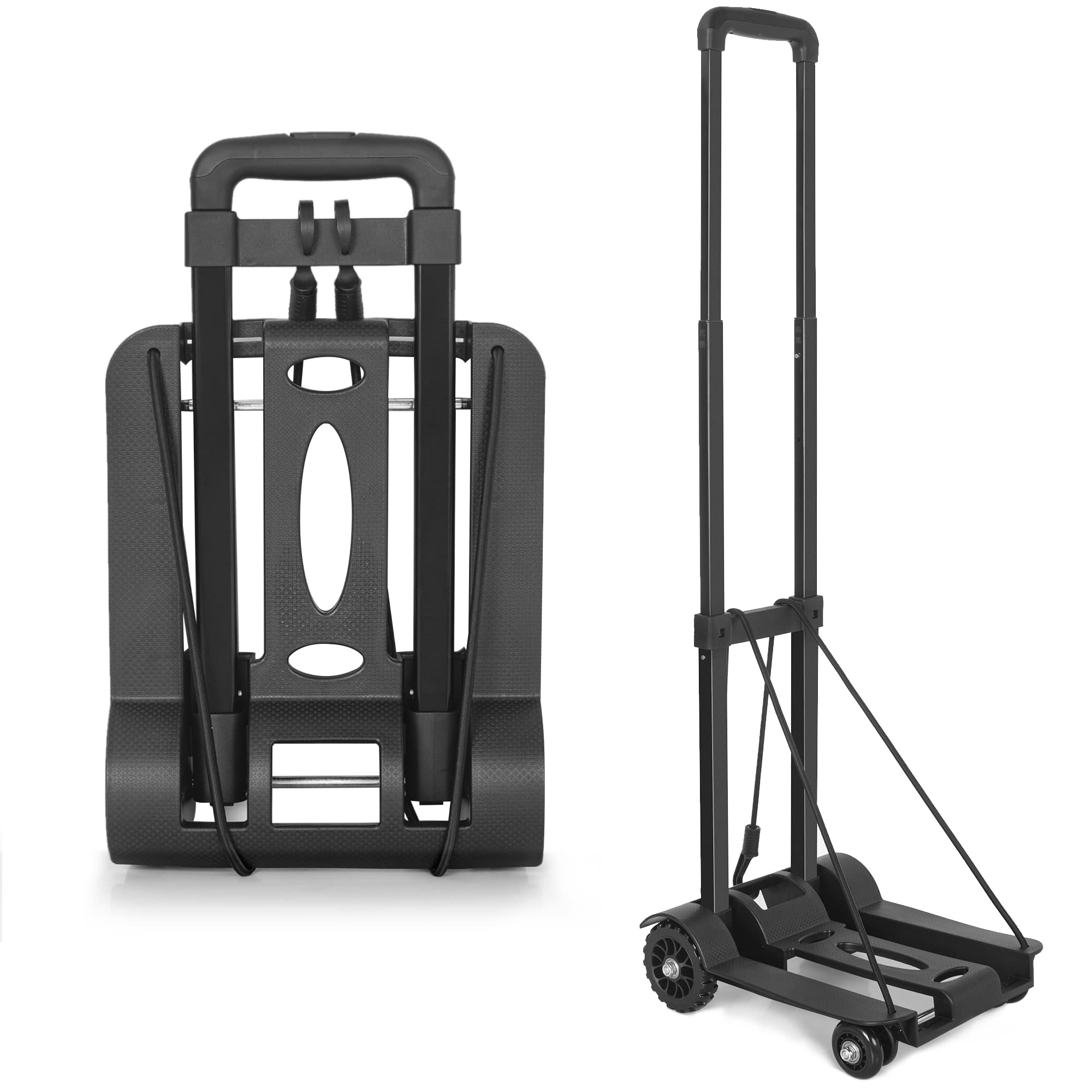 Folding Hand Truck with 2-Wheels Dolly Cart Adjustable Handle for Moving, Travel,Office Use