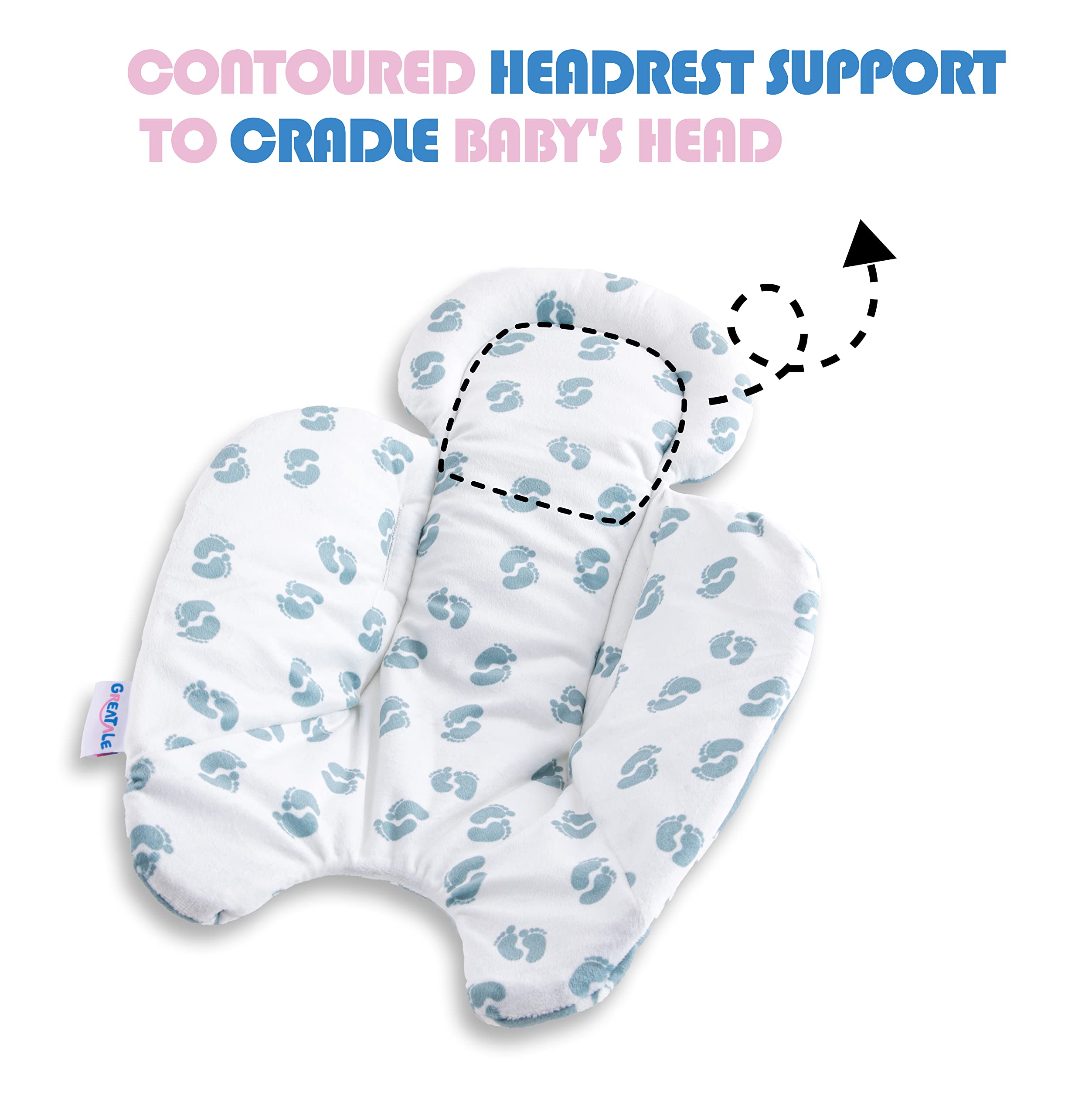 GREATALE Infant Insert Compatible with The Latest Version of 4moms RockaRoo and MamaRoo,Reversible Newborn Insert,Baby Insert with Head and Body Support (Insert(Morandi Grey) + 5 Pcs Strap Pad)
