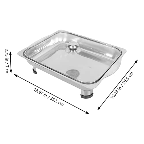 Metal Tray Chafing Dish Buffet Set: Buffet Pan Stainless Steel Food Warmer Trays Food Pan Buffet Server with Glass Lid Cover for Wedding Birthday Party Appetizer Serving Tray