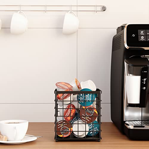 HORIAMIT Coffee Pod Holder Coffee Organizer, K Cup Holder for Counter K pod Container, Creamer Holder, Coffee Bar Accessories Basket Black K Pods Storage