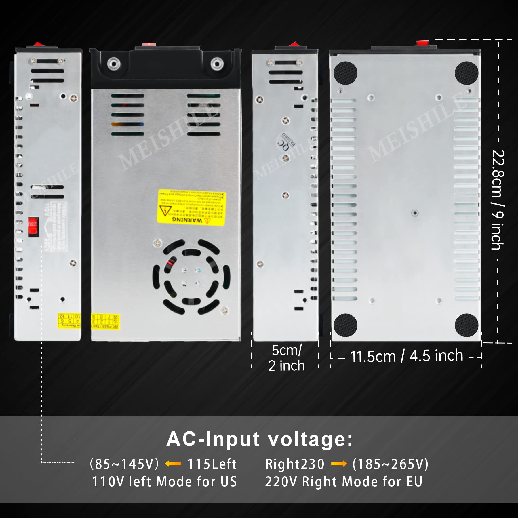 Upgrade 12V 50A 600W DC Switching Power Supply Upgrad Clip PSU AC-DC 12Volt Transformer Converter 0-40/25amps LED Drive Light Lamp Meter Electric Printer Semiconductor Motor Pump Fan SMPS 110V/220V