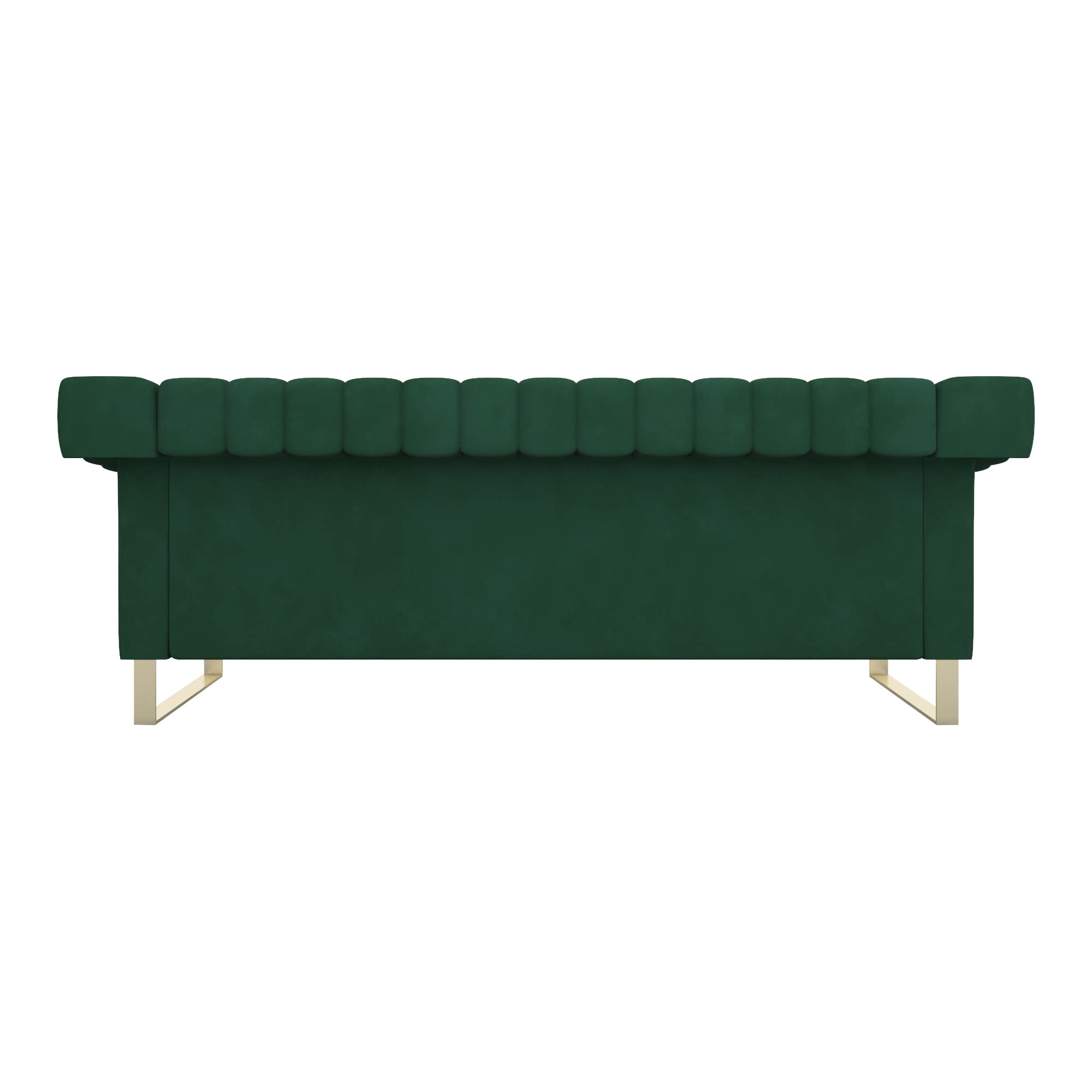 MGH Modern Velvet Sofa,Channel Tufted Velvet Sofa Couch with Stainless Steel Base and Comfortable Cushion,83.86“ Lx 30.71“ Wx 30.51“ H (Green)