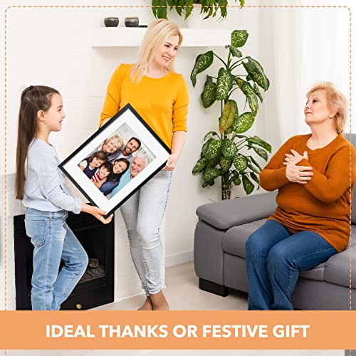 SYNTRIFIC 12x16 Picture Frames Set of 6,Display Pictures 8.5x11 with Mat or 12x16 Without Mat,Wall Gallery Photo Frames Larger Picture Frames for Wall Mounting,Black