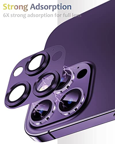 Tamoria Metal Camera Lens Protector Compatible for iPhone 14 Pro Max Tempered Glass Camera Cover Support LIDAR Scanner, Anti-Explosion for iPhone 14 Pro 6.1"/ iPhone 14 Pro Max Purple