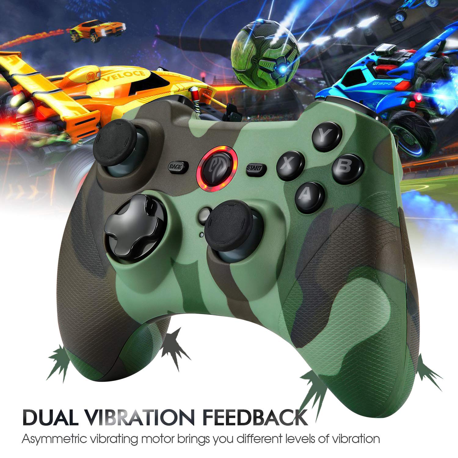 EasySMX 2.4G Wireless Controller for PS3, PC Gamepads with Vibration Fire Button Range up to 10m Support PC Steam PS3 Android Devices and TV Box
