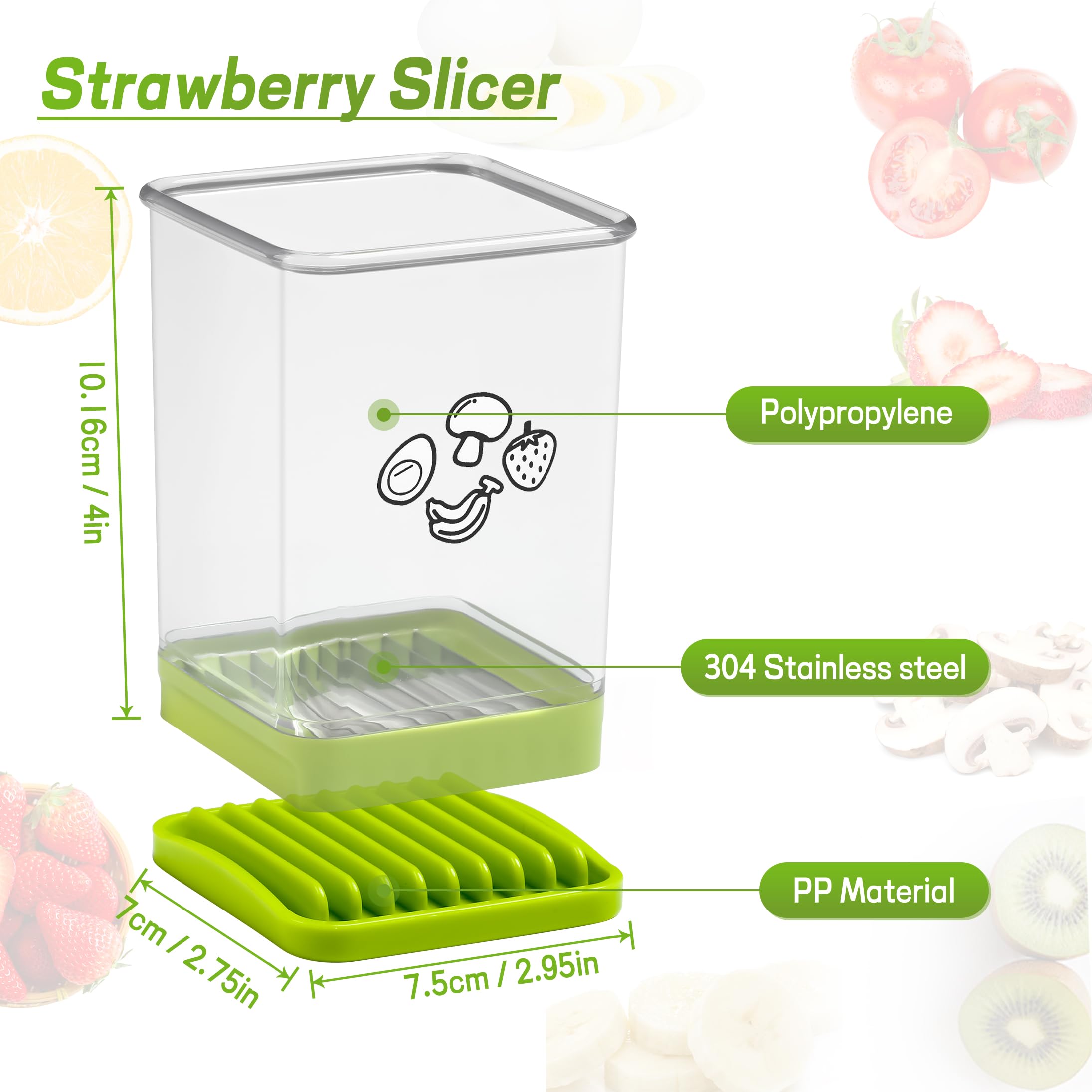 FOLENCER 2 Pack Strawberry Slicer,Upgraded Fruit Cup Slicer with Push Plate,Fruit & Strawberry Cutter for Quickly Making Fruit Vegetable Salad,Integrated Blade Design,Enssential Kitchen Gadget.