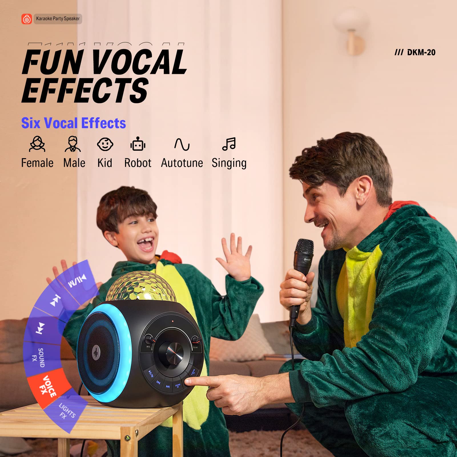 Donner Portable Karaoke Machine for Adults/Kids w/Disco Ball, Bluetooth PA Speaker System w/ 2 Microphones, 6 Voice Changer Effects&Autotune, 6 Party Light Effects, Remote Control - Disco-Shinystar