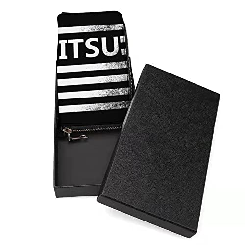 FunnyStar American Flag Jiu-Jitsu Women's Long RFID Hand Wallet Wristlet Clutch Purse PU Leather Handbag with Wrist Strap