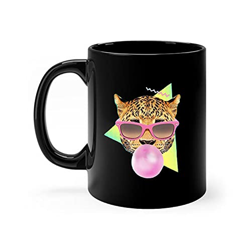 Ebern Designs 'Bubble Gum' Graphic Art Print Mug, Black Mug 11oz, Tiger Cool Mug, Funny Mug