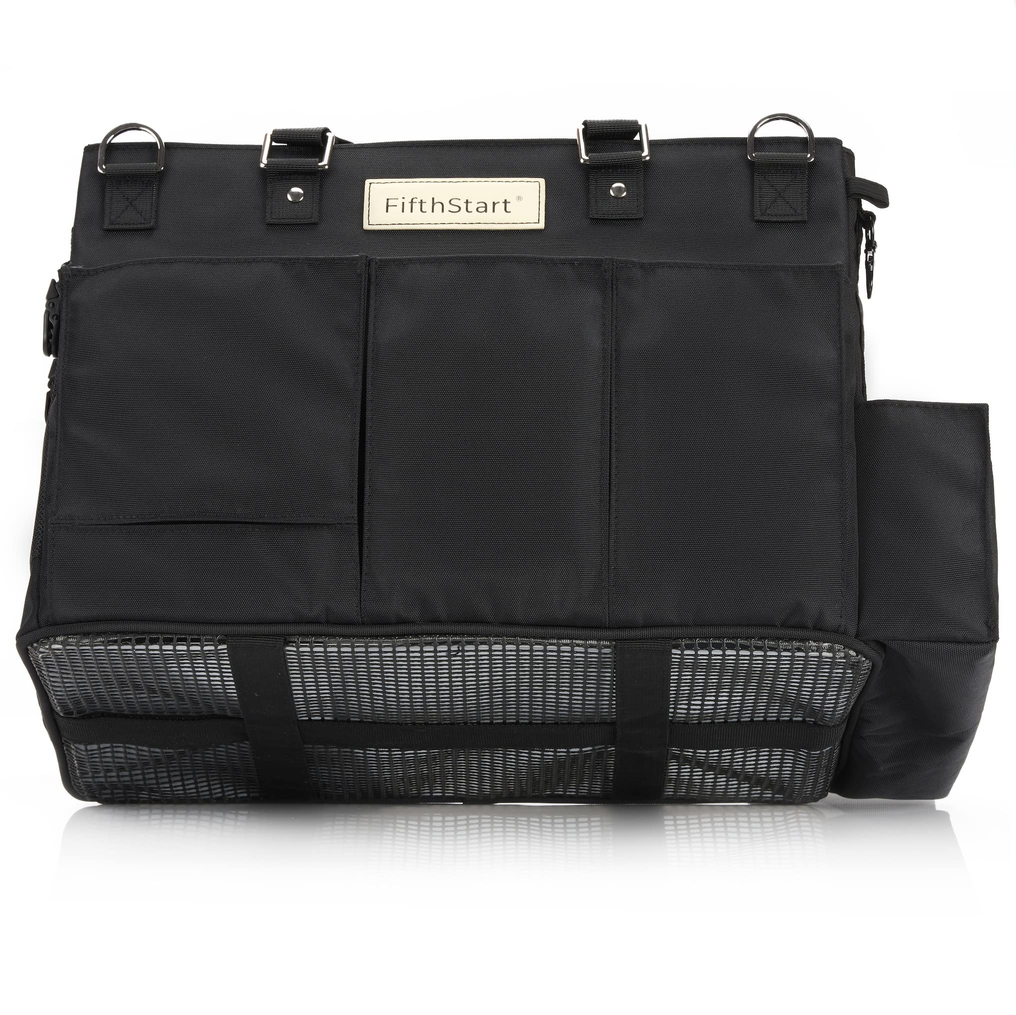 FifthStart Wearable Cleaning Caddy, A Cleaning Supplies Organizer With 4 Corner Shoulder Strap & Removable Waist Strap. Professional Cleaning Caddy Organizer With Handle: (Black, X-Large)