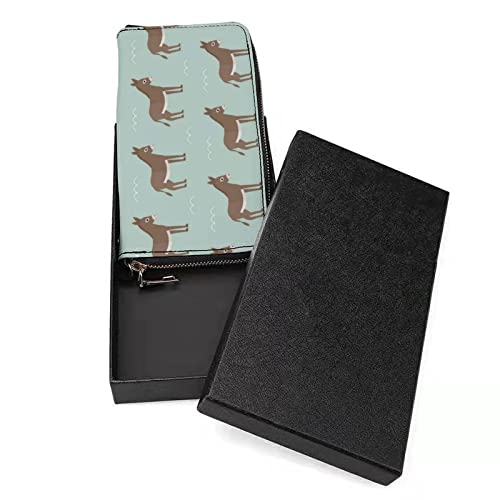FunnyStar Donkey Women's Long RFID Hand Wallet Wristlet Clutch Purse PU Leather Handbag with Wrist Strap