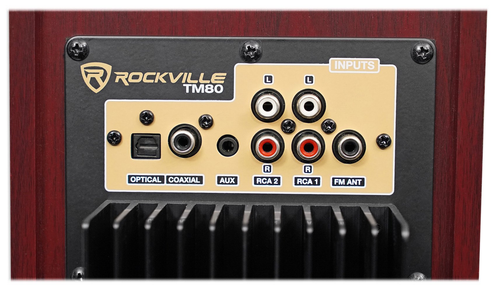 Rockville TM80C Cherry Powered Home Theater Tower Speakers 8" Sub/Bluetooth/USB