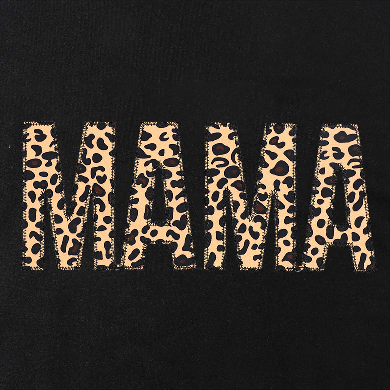 EGELEXY Mama Sweatshirts Women Embroidery Mom Life Blouse Mama Crewneck Pullover Long Sleeve Tops Black