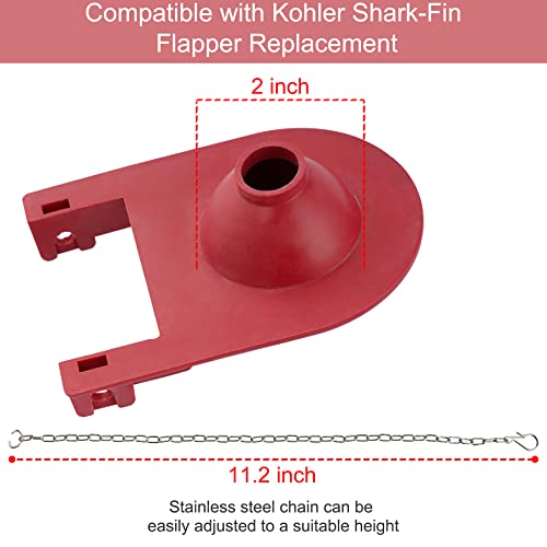 Hibbent 2 Pack Toilet Flappers Replacement Compatible with Kohler Shark-Fin Flapper Replacement Kit by Hibbent,2 Inch Toilet Flapper with Stainless Chain,Water Saving, Easy to Install