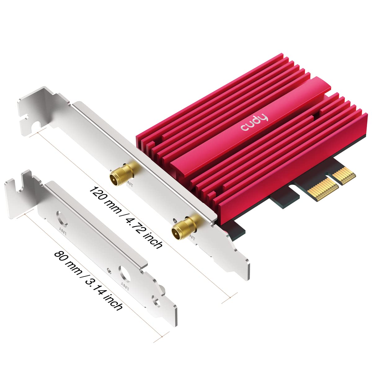 Cudy New AX5400 WiFi 6E PCIe Card, Bluetooth 5.2 PCIe Adapter, AX210 Inside,Tri Band Wireless Adapter, Bluetooth 5.2, Low-Profile Bracket, WPA3, MU-MIMO, OFDMA, Heat Sink, Windows 11, 10, WE4000