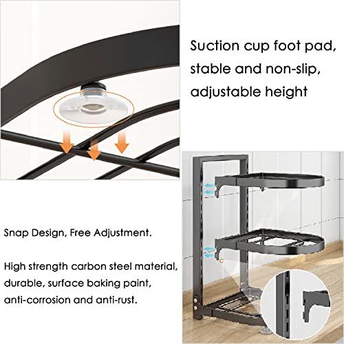 Pot and Pan Rack Organizer Holder,Heavy Duty Adjustable Standing Pan & Pot Racks,Wall Mounted Kitchen Cookware Rack For Pot Storage Under Kitchen Counters, Cabinets, Sink Cabinets (4-Tier,Black)
