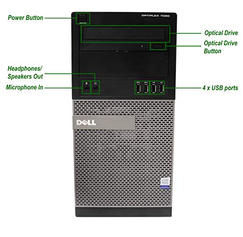 Dell Optiplex Desktop Computer Tower PC, Intel Core i5 3.10GHz, 16GB RAM, 128GB SSD + 500GB HDD, Windows 10, Nvidia GT730 Graphics Card, BTO Keyboard & Mouse, HDMI, BTO Wi-Fi (Renewed)