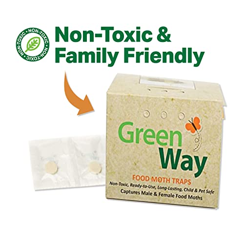 Greenway Food Moth Traps (6 Traps) - Pantry Moth Trap - Alternative to Naphthalene Balls and Moth Balls - Pheromone Attractant