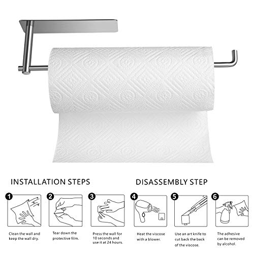 Paper Towel Holder,Paper Towels Bulk- Self-Adhesive Under Cabinet,Paper Towels Rolls - for Kitchen,Stainless Steel Paper Towel Holdersā¦
