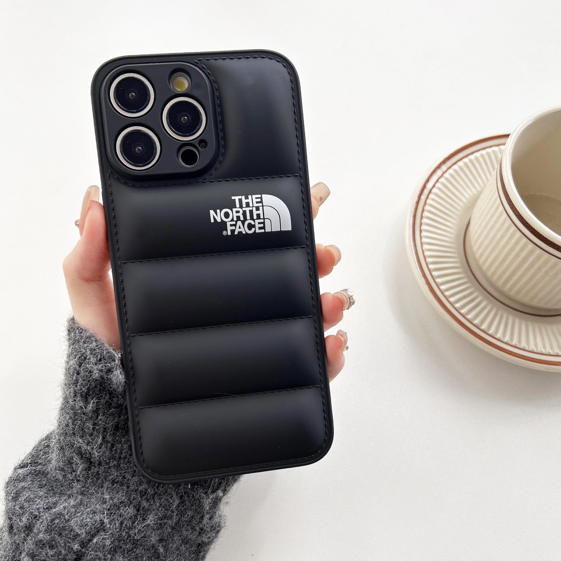 Compatible with iPhone 14 Pro Max Premium Puffer-Style Case - Black Elegance