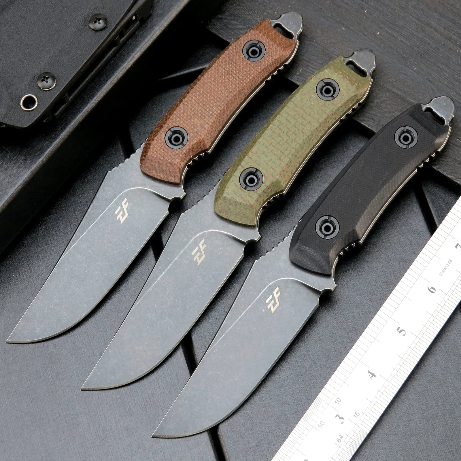 Eafengrow EF126 Fixed Blade Knife 14C28N Steel Blade, Micarta Handle Full Tang Fixed Knife for Outdoor Camping Hunting Survival EDC Tool Knife(Army Green)