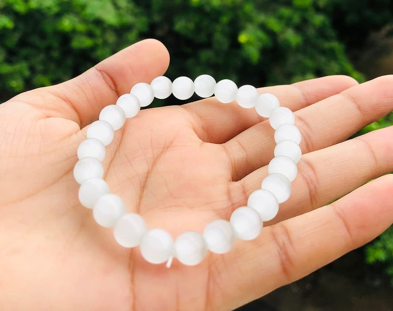 CRYSTALMIRACLE Powerful Selenite Beaded Round Bracelet Crystal Healing Fashion Jewelry Men Women Gift Handcrafted Accessory Wellness