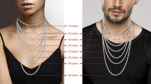 Miabella Italian 925 Sterling Silver 3.5mm Curb Cuban Link Chain Necklace, Solid Diamond Cut Sterling Silver Chain for Men Women Made in Italy (Length 16 Inch (X-Short))