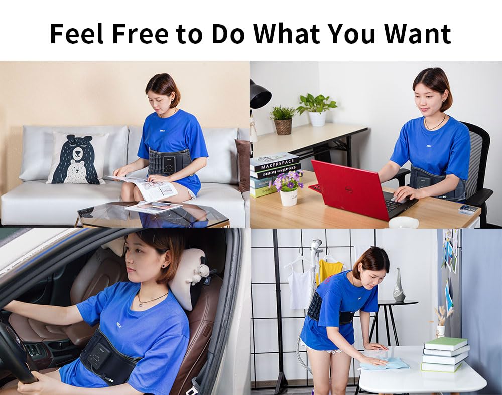 Cordless Heating Decompression Back Belt for Lower Back Pain Relief, Inflatable Lumbar Traction Device with Heating Pad Powered by 4000mAh Rechargeable Battery, One Size Fits 29-49 Waist