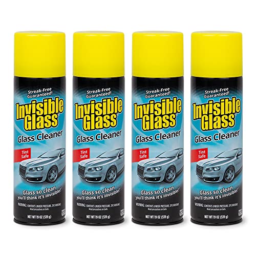 Invisible Glass 91164-4PK 19-Ounce Premium Glass Cleaner for Auto and Home is Ammonia Free and Leaves a Streak-Free Shine with Deep Cleaning Foaming Action Safe for Tinted Windows, Pack of 4, black
