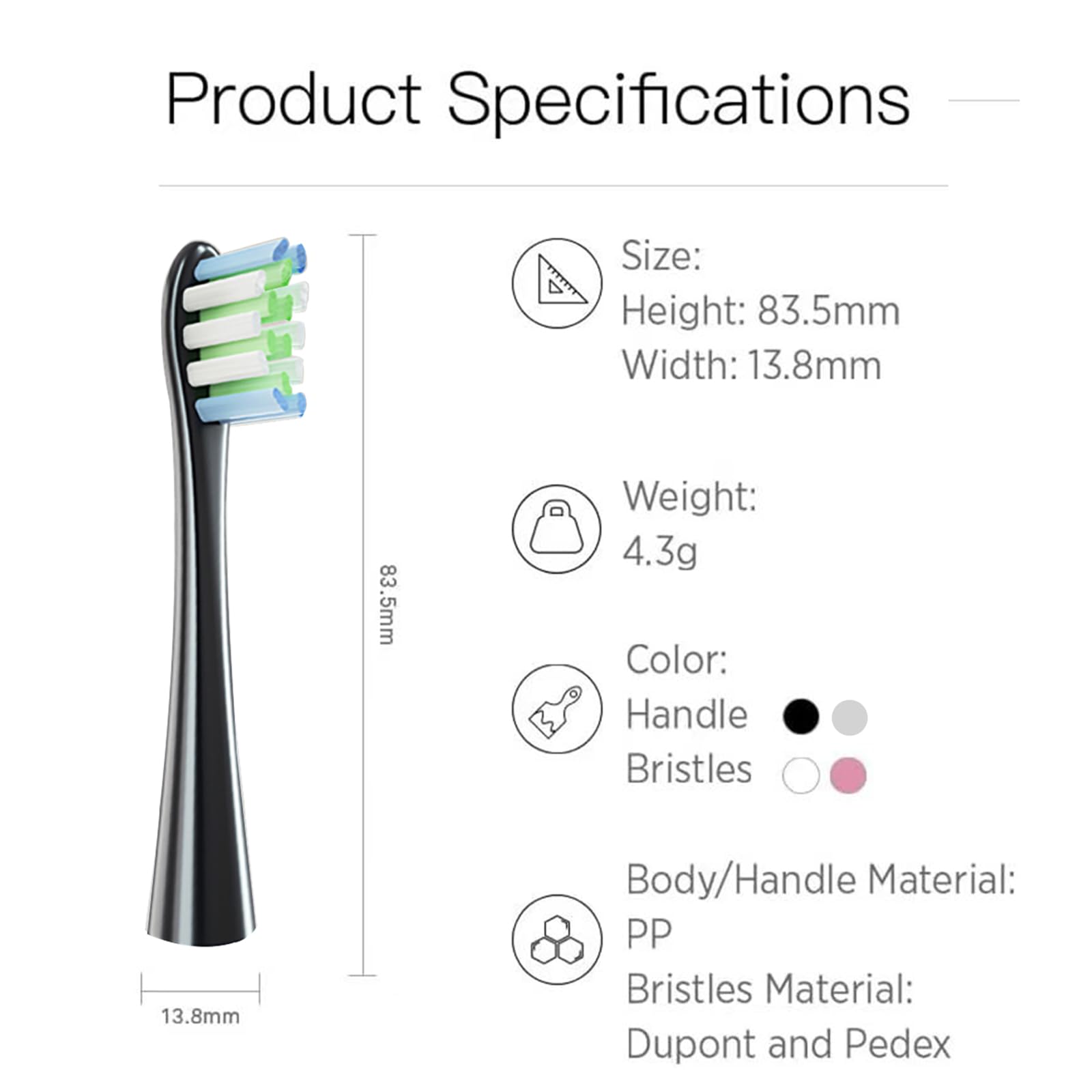 GTHUNDER 8Pcs Replacement ElectricToothbrush Head for Clean Heads, with Independent Hygienic Caps,Vacuum Packaging, for All Clean Models Clean x pro Elite & X & X Pro & Flow & F1 & Air 2 (Black)