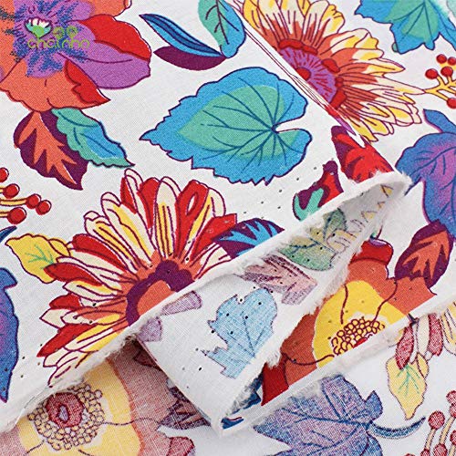 Qimicody Fat Quarters Fabric Bundles, 7 Pcs 100% Cotton 20β x 16β (50cmx40cm) Precut Quilting Fabric Squares Sheets for DIY Patchwork Sewing Quilting Crafting, No Repeat Design (Flower Pattern)