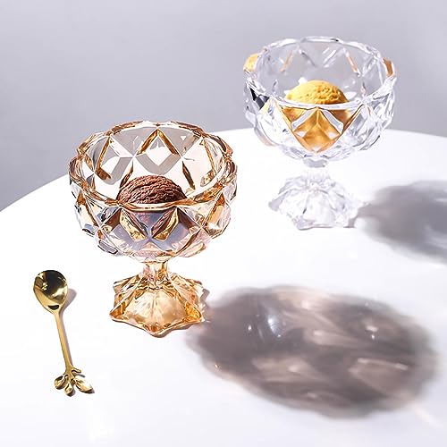 KALWEL,Dessert Cups,Trifle Bowl Glass,Dessert Bowls,Clear Glass Bowls,Clear Dessert Cups,Footed Bowl,Dessert Cups With Spoons,280ml,Suitable For Sherbet Sandwiches, Fruits, Salads, Snacks, Cocktails