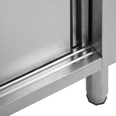 SKM 2pcs Stainless Steel Work Table with Sliding Doors 94.5"x19.7"x(37.4"-38.2") Stainless Steel Prep Table for Commercial Kitchen