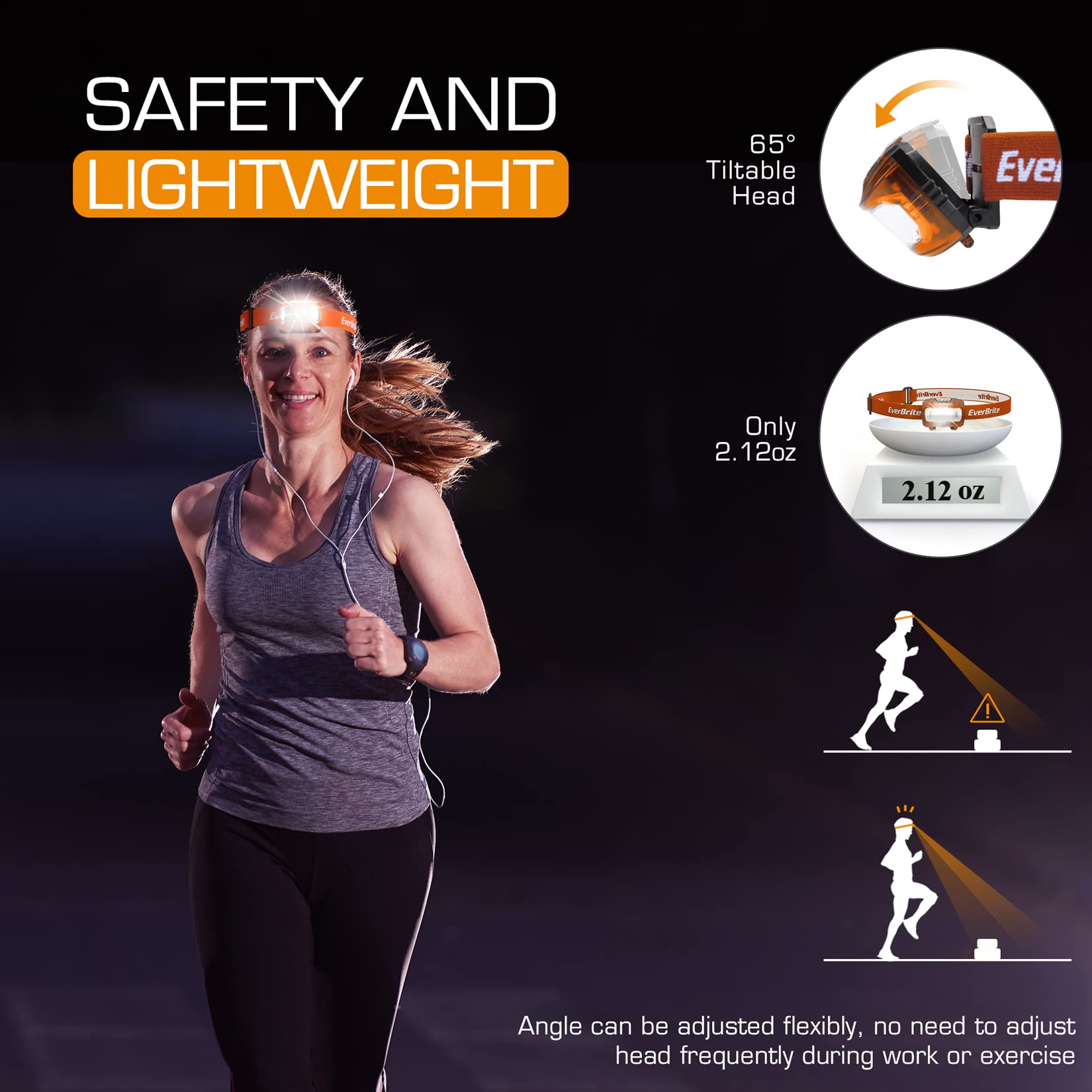 EverBrite Headlamp, 5 Pack Kids Headlamp with Red Light and Memory Function, Head Lamp for Adults and Kids with 5 Modes, Bright Headlamps for Camping, Running, Batteries Included