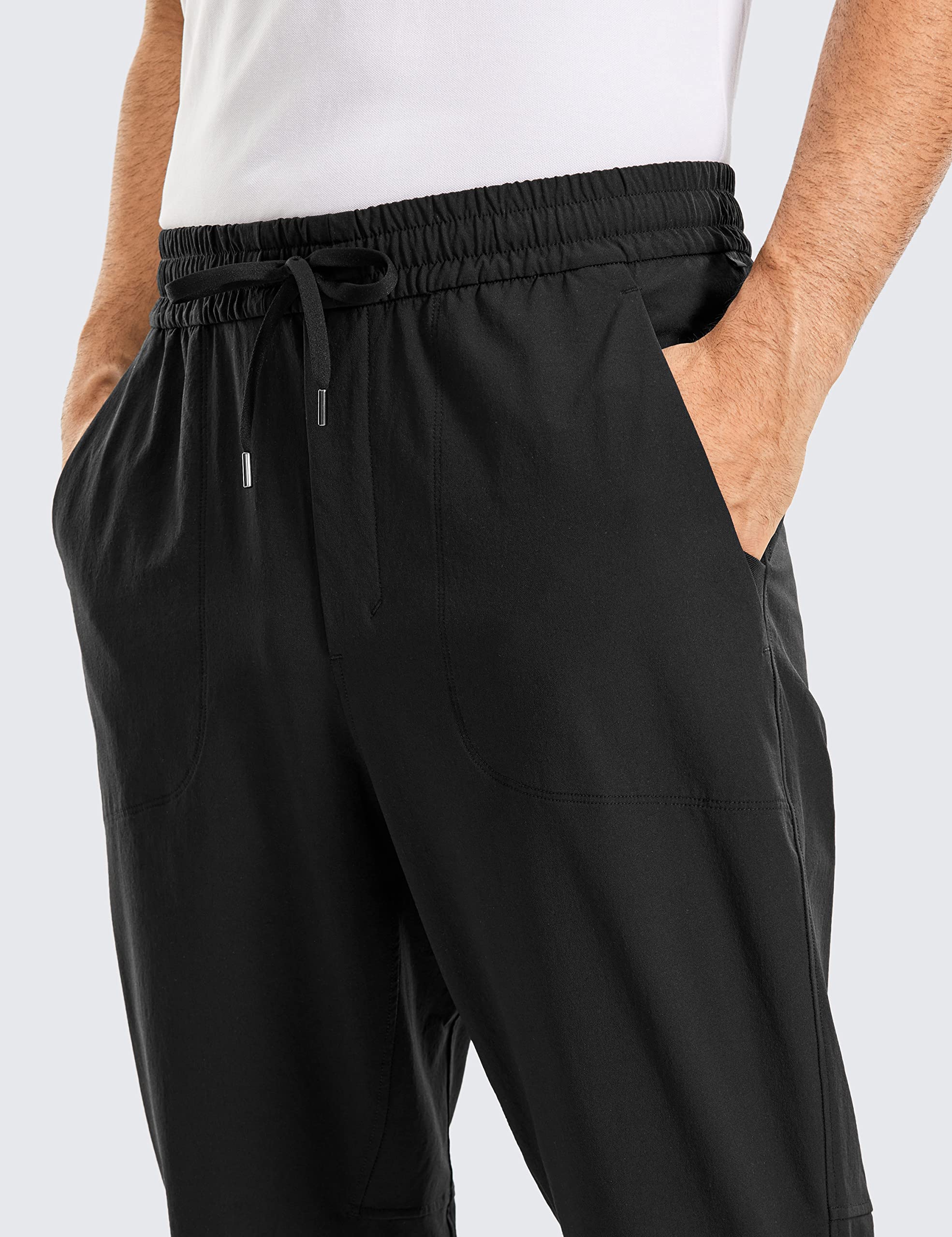 CRZ YOGA Men's Stretch Golf Joggers Pants - 30" Quick Dry Workout Track Pants Joggers Casual Work Sweatpants with Pockets Black X-Small