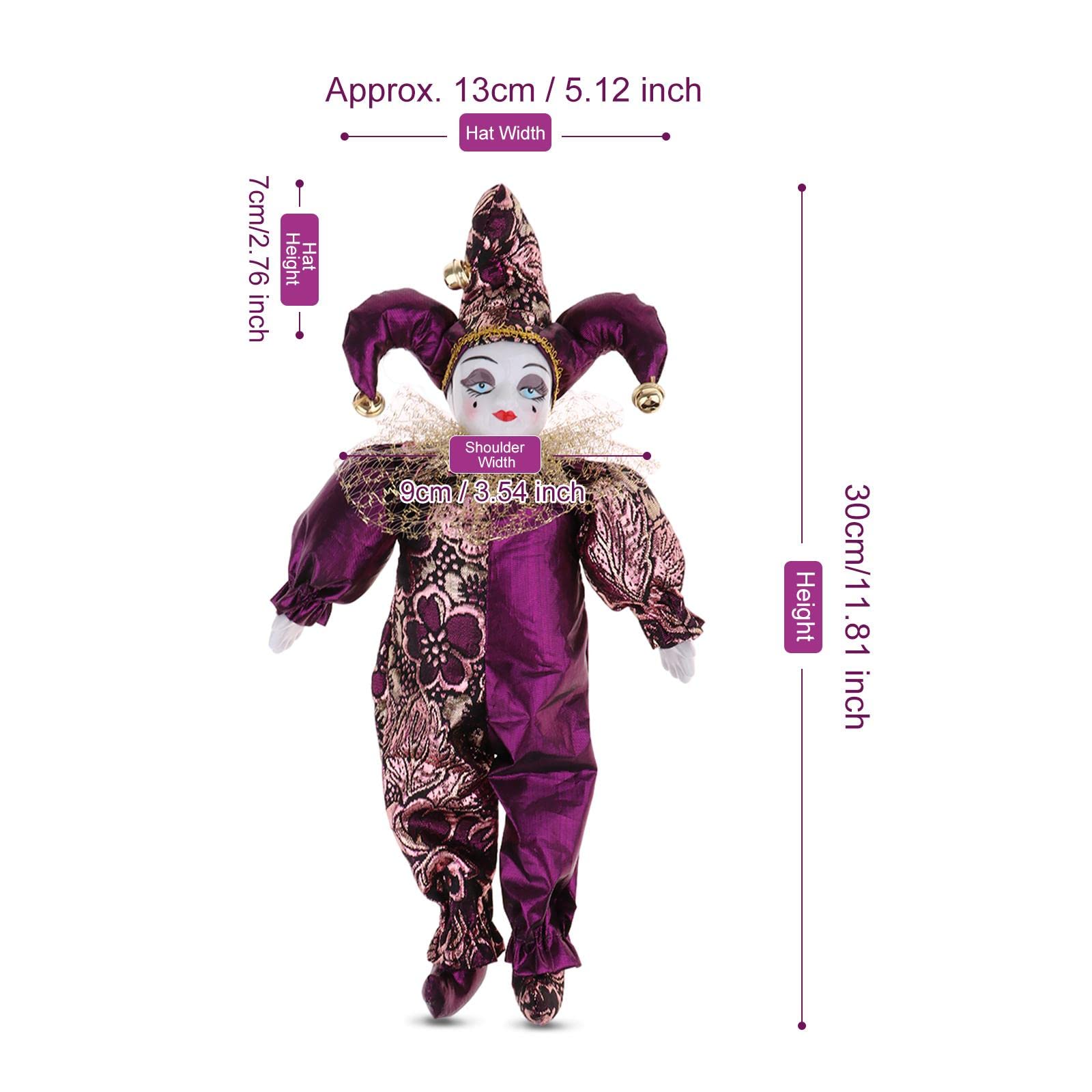 SM SunniMix 30cm Porcelain Doll Harlequin Doll Figures Delicate for Valentine Gift