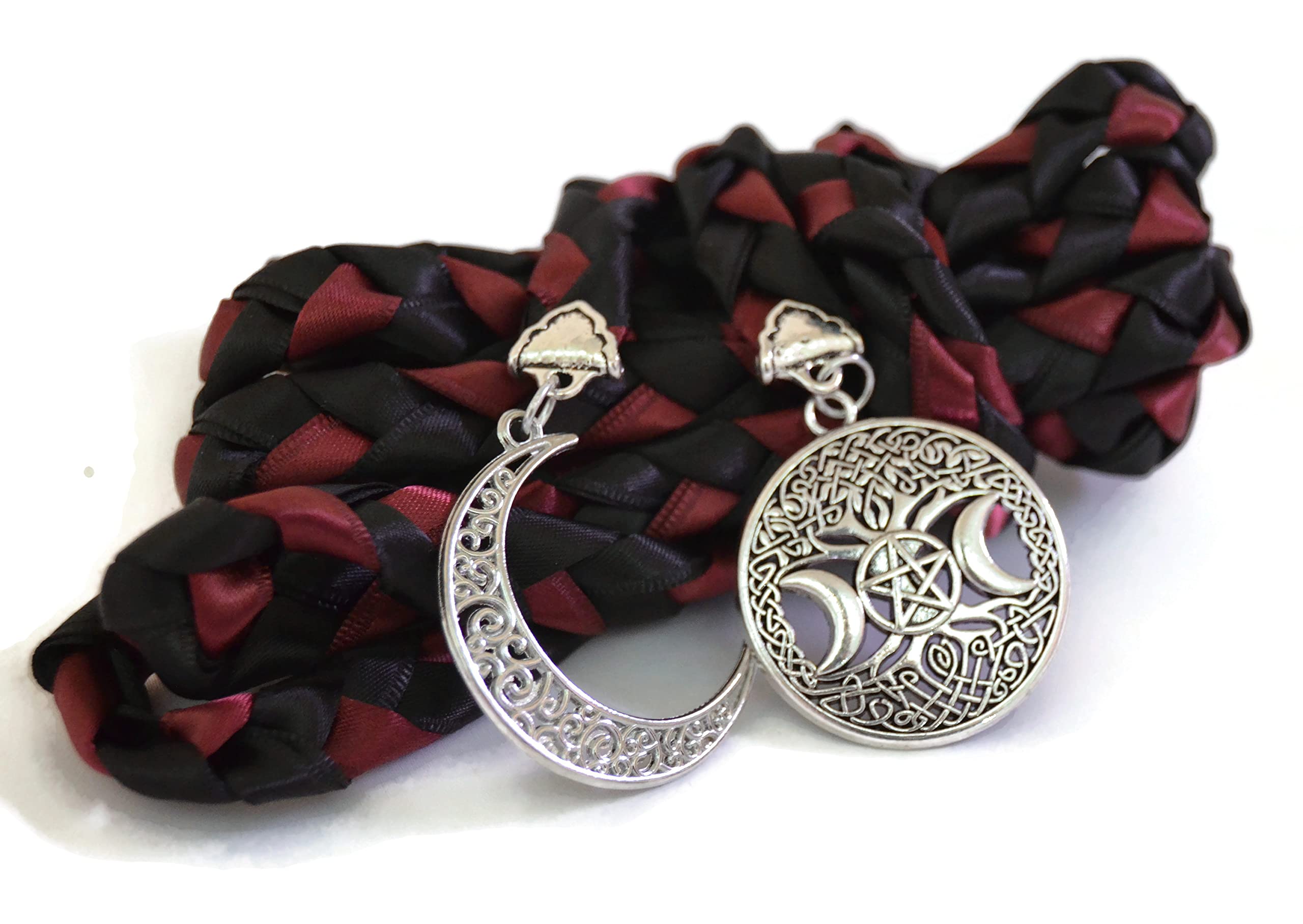 Divinity Braid Black Burgundy Triple Moon Goddess Wedding Handfasting Cord #Wedding#DivinityBraid #Celtic #Handfasting #Wedding #Pagan #HandfastingCord, HF-020